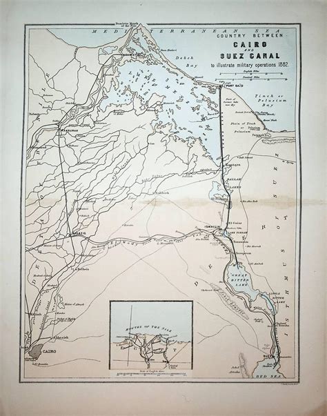 Egypt Suez Map Ca 1882 By J Bartholomew Title Country Between