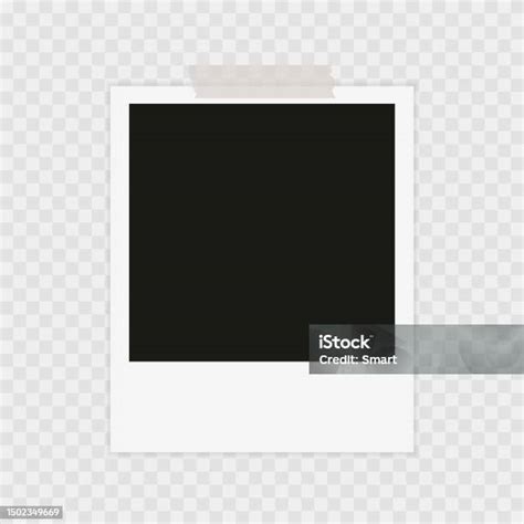 접착 테이프가 있는 사진 프레임입니다 템플릿 트렌디한 사진을 위한 공백 즉석 인화 전송에 대한 스톡 벡터 아트 및 기타 이미지