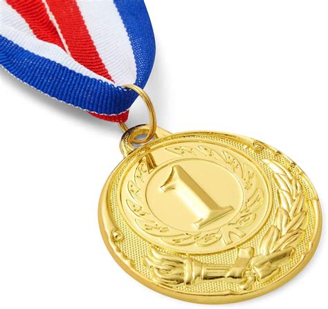Juvale 6 Pack Gold 1st Place Medals 155 Inch Ribbon For Sports