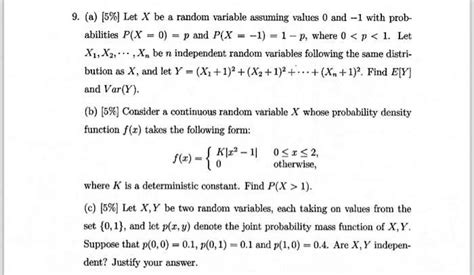 9 A 5 Let X Be A Random Variable Assuming Values 0 And 1 With Probabilities Px0p And Px 11 P