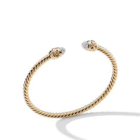 David Yurman Renaissance Bracelet In 18k Yellow Gold With Pave Diamonds