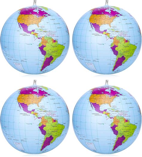 Dacitiery 4 Stück 16 Zoll Erde Globus Weltkugel Aufblasbar Geographie