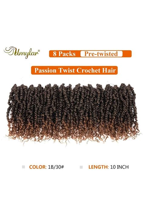 Umylar Passion Twist Hair 10 Inch 8 Packs Pre Twisted Passion Twist