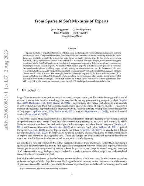 Pdf From Sparse To Soft Mixtures Of Experts