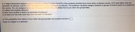 solved in a large introductory statistics lecture hall the