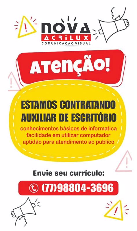 Vaga Auxiliar De Escritório Sábado 02 De Agosto De 2025