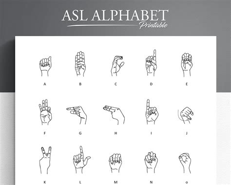 American Sign Language Alphabet Printable American Sign Language Asl
