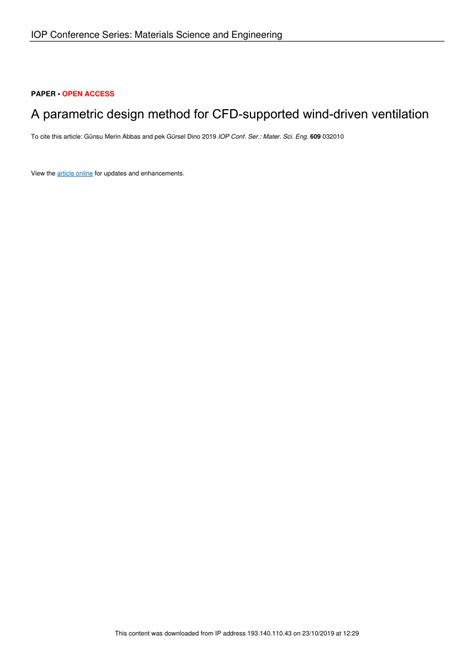 Pdf A Parametric Design Method For Cfd Supported Wind Driven Ventilation