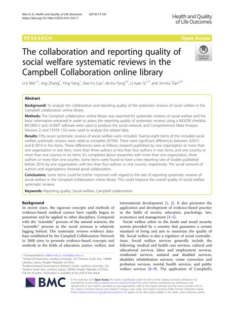 Pdf The Collaboration And Reporting Quality Of Social Welfare