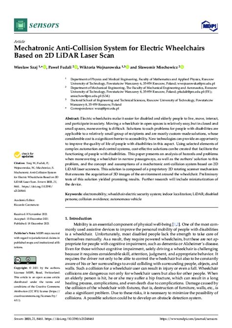 Pdf Lidar Based Anti Collision System For Wheelchairs