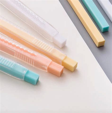Kokuyo Pastel Cookie Retractable Erasers Japanese Stationery Coral