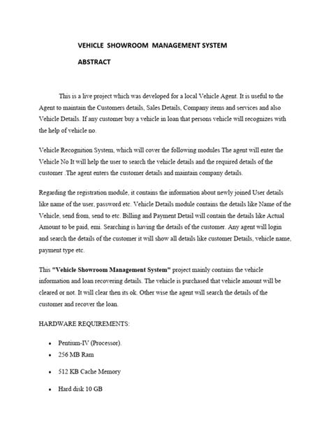 Vehicle Showroom Management System Pdf