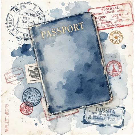 Free Vintage Passport Art Image Watercolor Passport Vintage
