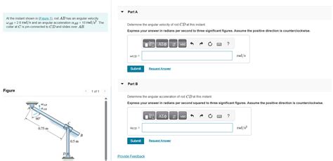 Solved At ﻿the Instant Shown In Figure 1 ﻿rod Ab ﻿has