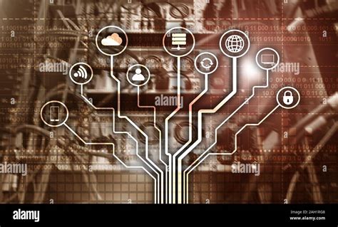 Telecommunication Concept Binary Code On Large Data Center Background Technology Wallpaper