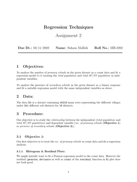 Regression Techniques Assignment 2 Pdf Regression Analysis Errors