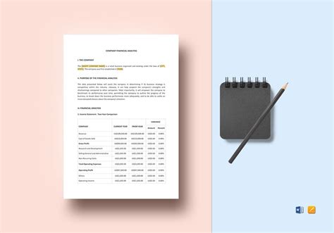 Company Financial Analysis Template In Word Apple Pages
