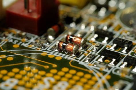 Computer Microcircuit With Electronic Components Chips Resistors