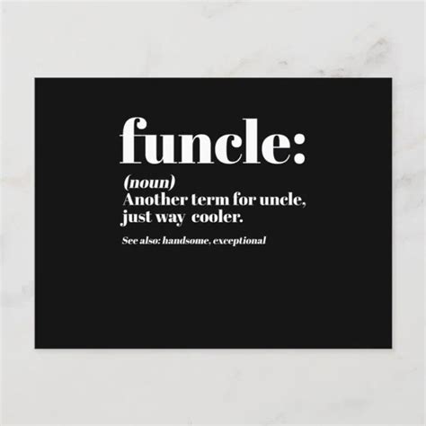 Funcle Definition Uncle Niece Nephew Godfather  Postcard Zazzle