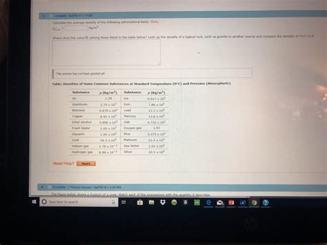 Calculate The Average Density Of The Following Chegg
