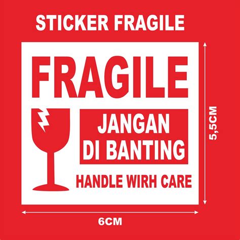 Jual [min Order 40pcs] Sticker Fragile Awas Barang Pecah Belah Handle With Care Ukuran 5