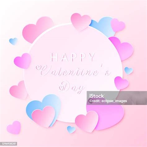 발렌타인 데이 배너 컨셉 계절 마케팅 디자인 레이아웃 핑크 배경에 하트 페이퍼 공예가 있는 핑크 테마 디자인 스톡 일러스트레이션 2월에 대한 스톡 벡터 아트 및 기타 이미지