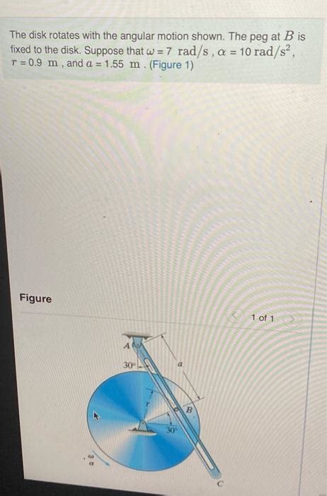 solved the disk rotates with the angular motion shown the