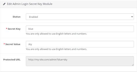 OpenCart Admin Login Secret Key