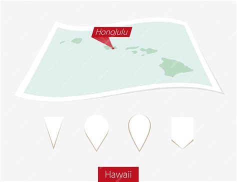 Premium Vector Curved Paper Map Of Hawaii State With Capital Honolulu