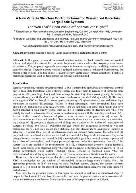 A New Variable Structure Control Scheme For Mismatched Uncertain Large Scale Systems