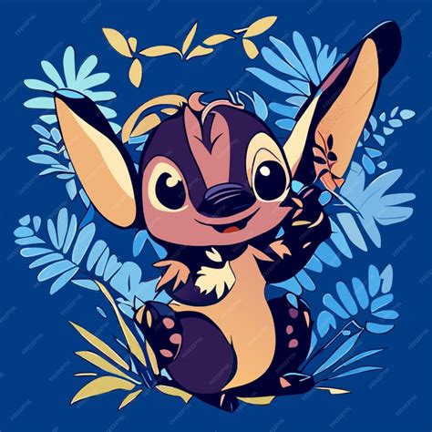 Premium Vector Cute Stich Vector Illustration Flat 2