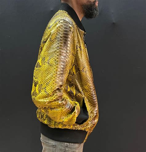 Yellow Baseball Style Python Jacket Daniels Leather