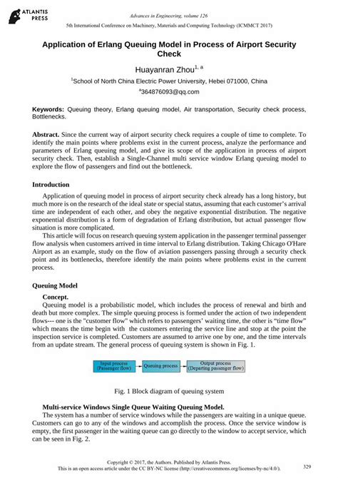 pdf application of erlang queuing model in process of airport