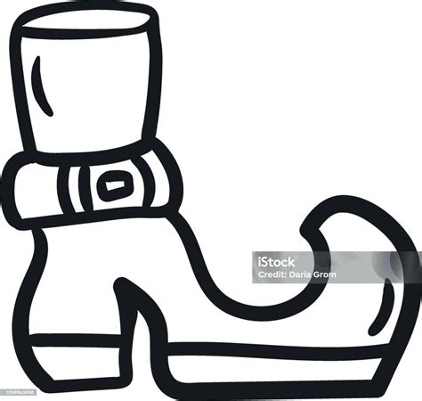 레프러콘의 부츠 세인트 패트릭의 날과 휴일 낙서 아이콘 손으로 그린 간단한 아이콘 흰색 배경에 격리된 벡터 그림 St Patricks Day에 대한 스톡 벡터 아트 및