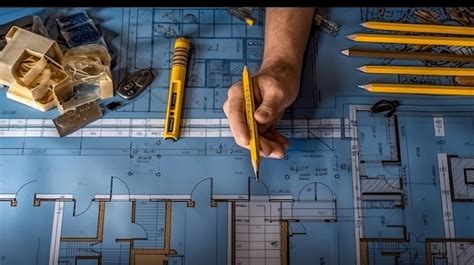 Premium Ai Image Architecture Hands Blueprint Design And Tape Measure
