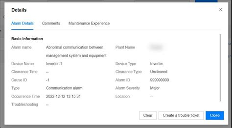 Alarm Abnormal Communication Between Management System And Equipment