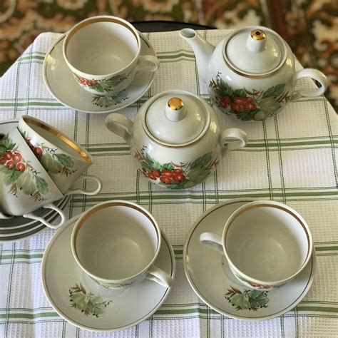 Сервиз чайный (ссср) владивостокский фарфоровый завод (новый на 6п ...