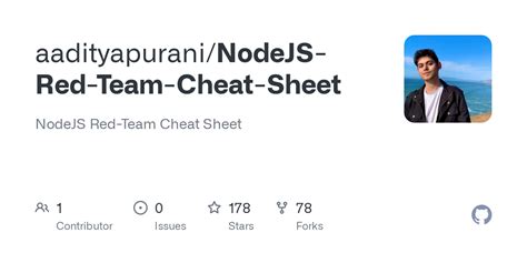 Github Aadityapuraninodejs Red Team Cheat Sheet Nodejs Red Team Cheat Sheet