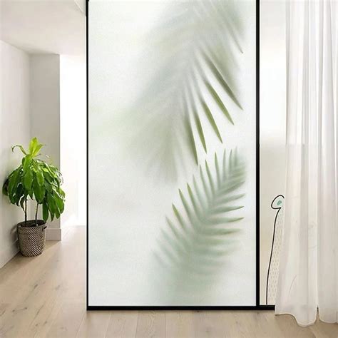 Custom Size Hazy Palm Leaf Privacy Window Film Sun Blocking Pvc Non