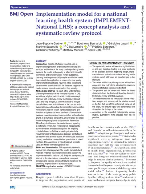 Pdf Implementation Model For A National Learning Health System Implement National Lhs A