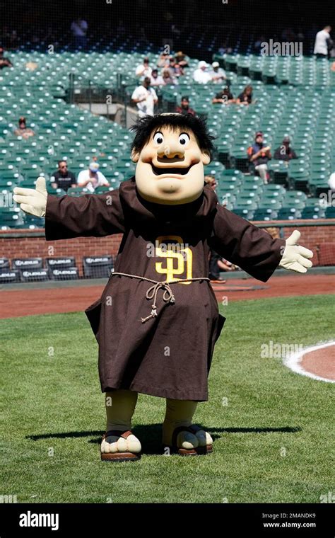 San Diego Padres Mascot The Swinging Friar Before A Baseball Game