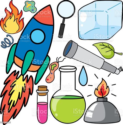 Colorful Science Objects And Icons Vector Set Stock Illustration