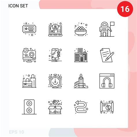 User Interface Pack Of 16 Basic Outlines Of Interface App Grocery