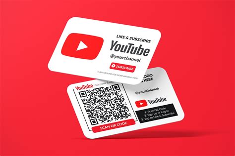 Youtube Business Card Logo Qr Code Design Subscribe Cards Like Cards Custom Business Card