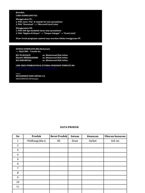 Pro Food Manufacture Format Perhitungan Hpp1 Pdf