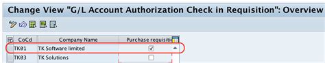 sap mm set up authorization check for g l account