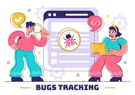 Bugs Tracking Tool Vector Illustration Featuring Mobile Phone Protection From Computer Viruses