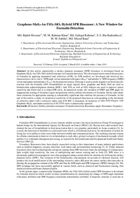 pdf graphene mos2 au tio2 sio2 hybrid spr biosensor a new window for
