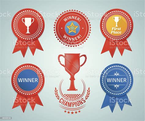 Winner Ribbons And Badges Stock Illustration Download Image Now