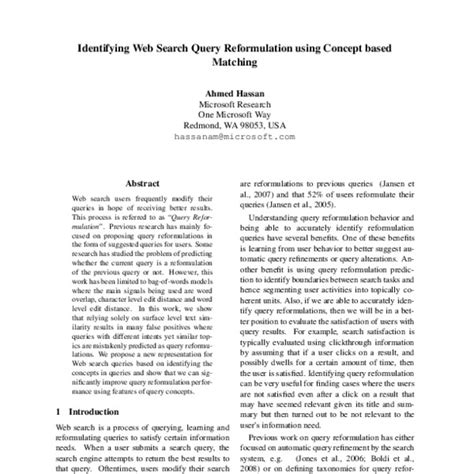 Identifying Web Search Query Reformulation Using Concept Based Matching